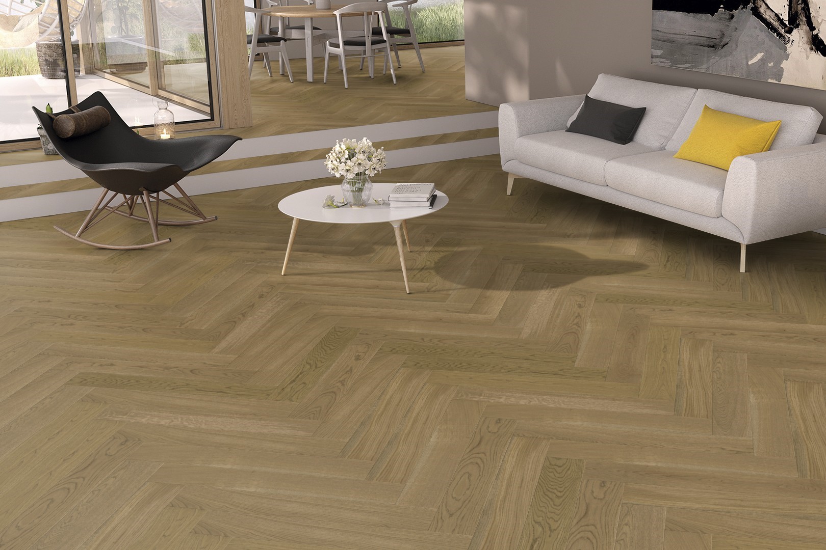 Паркетна дошка англійська ялинка Weitzer Parkett Herringbone 90° WP 475 Oak Mandel купити в ...